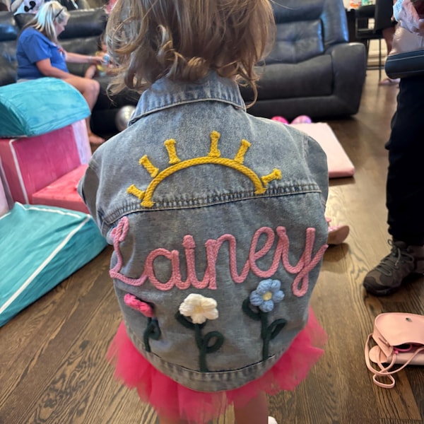 Personalized Kids Name Jean Jacket, Custom Girls Toddler Name Letter ...