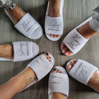 Personalised Bridal Party Slippers Personalised Bridesmaid - Etsy