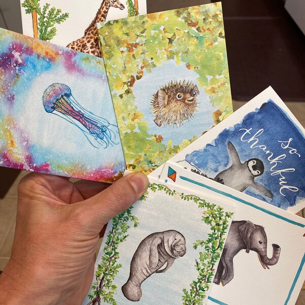 Sea Animals Gift Party Favor Tags Seahorse, Jellyfish, Manatee ...