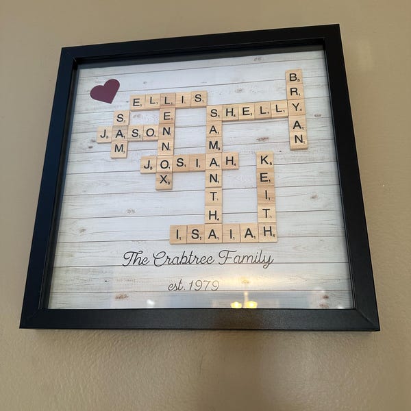 Personalized Scrabble Tile Shadow Box: Family Crossword Art - Etsy