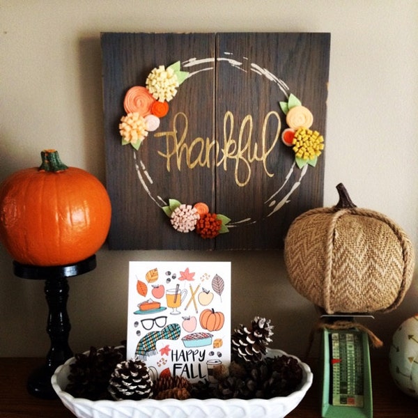 Happy Fall Seasonal Folded Note Cards, Autumn, Stationery, Hand Drawn ...