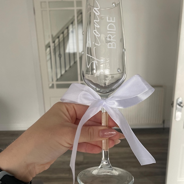 Personalised Pearl Flute, Champagne Glass, Champagne Flute, Bridesmaid ...