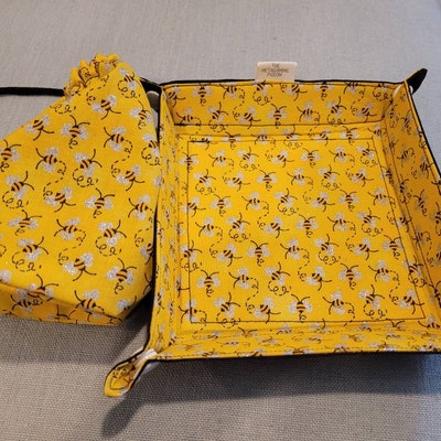 Hello Bees / Reversible Drawstring Dice Bag / Bees / Critters / Druids ...