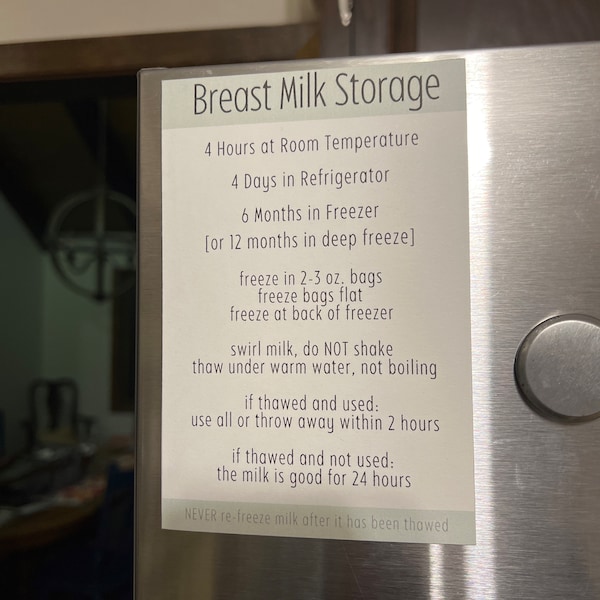 Breast Milk Storage Guidelines Magnet - Etsy