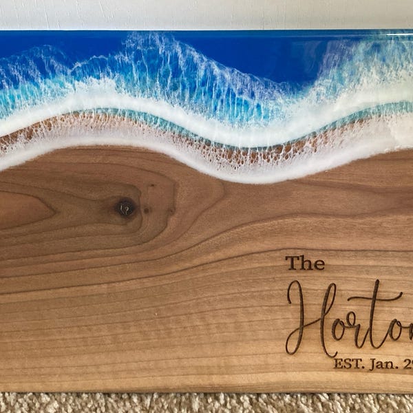 Personalized Epoxy Resin Cutting Board, Personalized Live Edge Walnut ...
