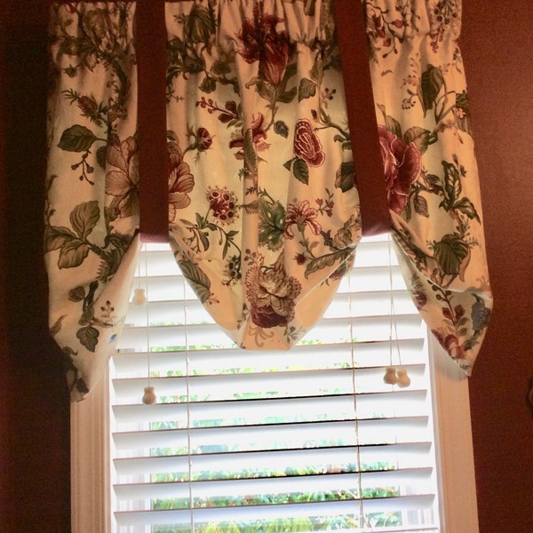 Burgandy Window Valance, Burgandy and Gold Window Valance, Swag Window ...