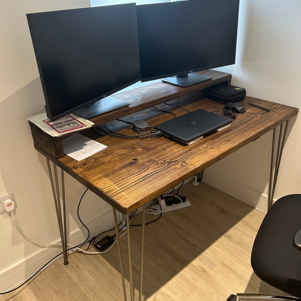 Rustic Desk for Home Office Desk Hairpin Legs Steel Legs Reclaimed Desk ...