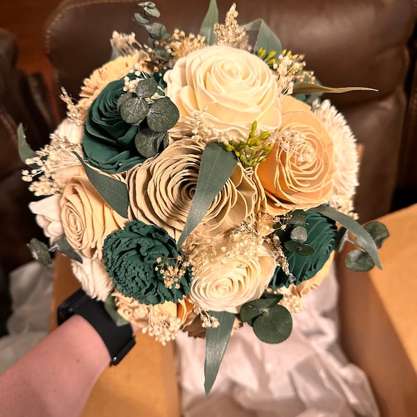 Hunter Green, Wedding Bouquet, Bridal Bouquet, Sola Flower, Wedding ...