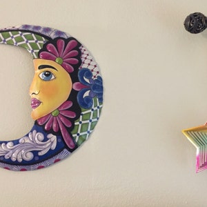 Outdoor Metal Art Hand Painted Metal Moon Wall Hanging Metal - Etsy