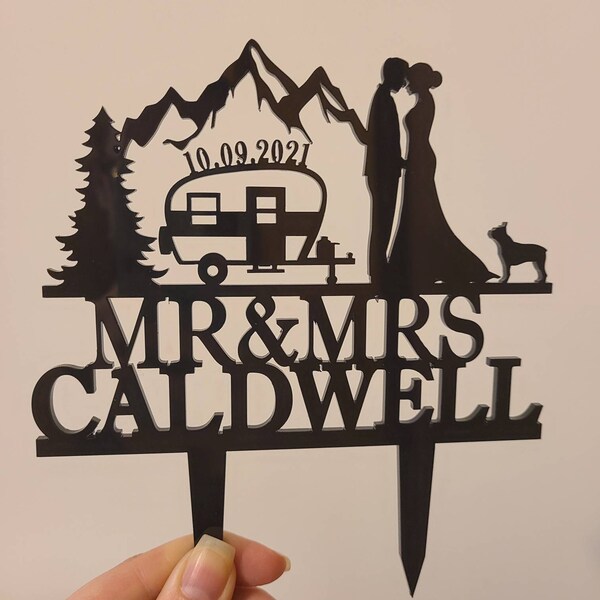 Mountain Wedding Cake Topper,camping Wedding Cake Topper,adventure Cake ...