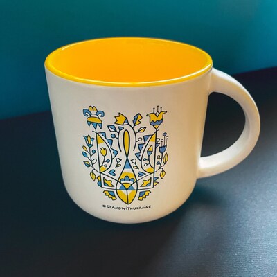 Ukrainian Mug Blue and Yellow Ceramic Mug 350 Ml Ukraine Art Ceramic ...