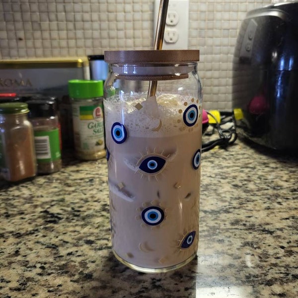 Evil Eye Beer Can Glass, Evil Eye Glass Coffee Cup - Etsy