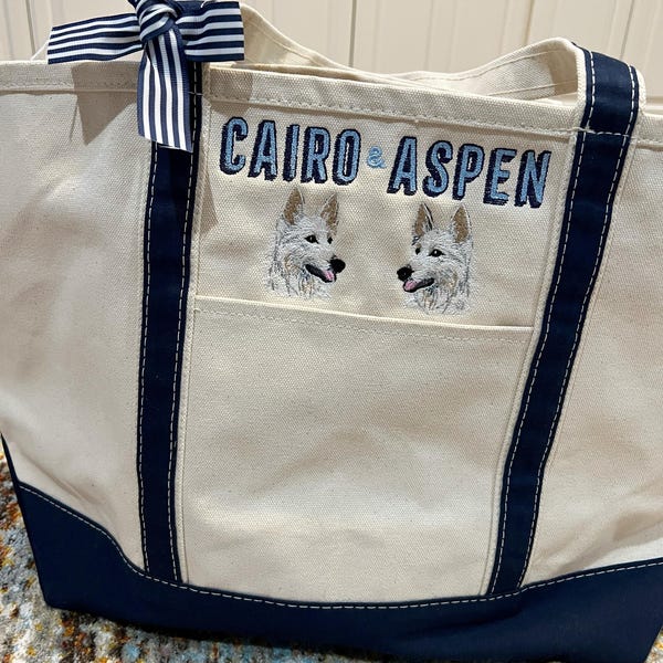 Monogrammed Large Pet Tote Bag, Personalized Dog Tote Bag, Customized ...