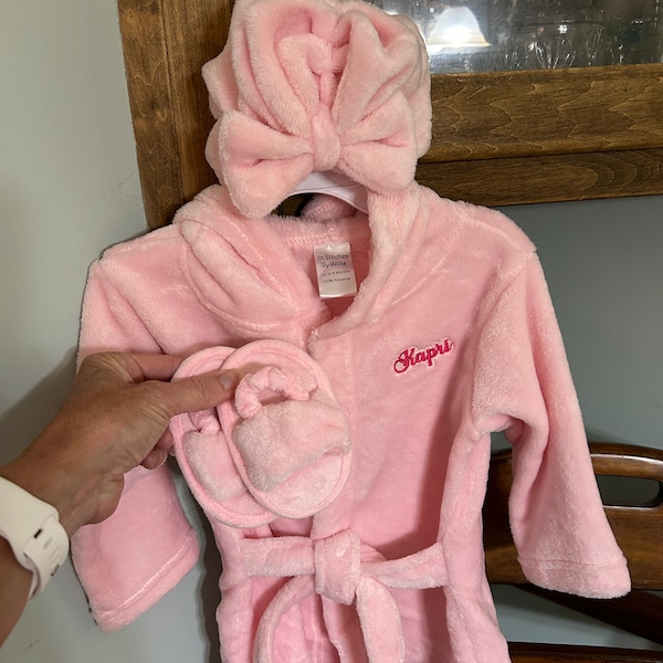 Personalized Baby Girl Spa Set, Custom Embroidered Robe & Slippers ...