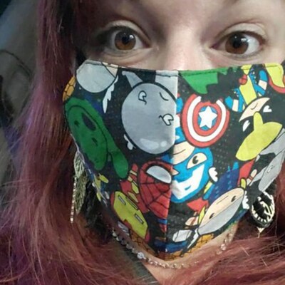 Face Mask, Marvel Avengers Superhero, Adult Kids, Reversible 2 Layer ...