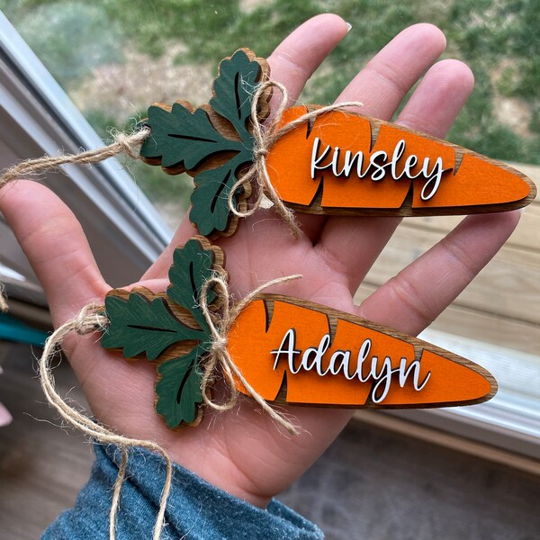 Personalized Carrot Easter Basket Tag | Laser Cut Birch & MDF - Etsy