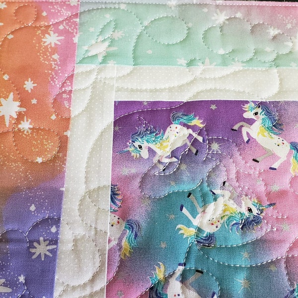 Unicorn Edge to Edge Quilting Design. Quilt Block Background Embroidery ...