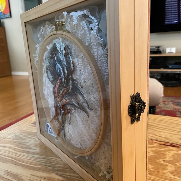 10 X 10 X 1 1/2 Wooden Shadow Box / Hinged Glass / Display Case Box ...