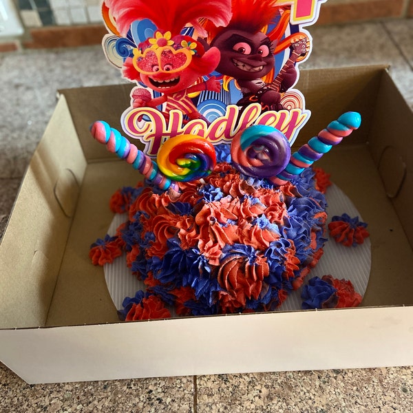 Trolls World Tour Cake Topper, Poppy and Barb Cake Topper, Customized ...