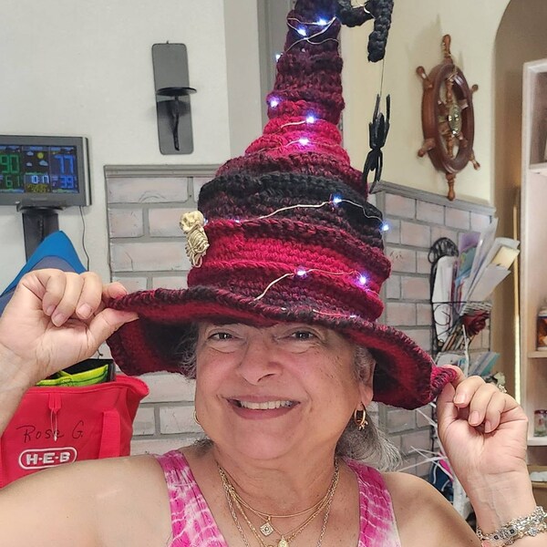 Crochet Black/violet Ombre Twisted Witch Hat - Witch Costume Hat ...
