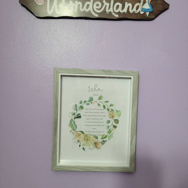Isla Name Meaning Floral Art Print: Nursery Decor (PDF) - Etsy