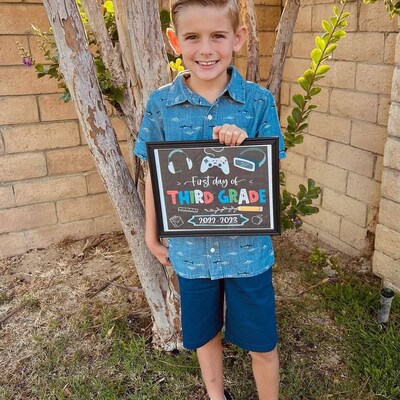 Boy First Day of Third Grade Printable Gaming 1st Day of 3rd Grade Sign ...