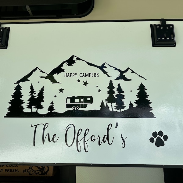 Personalized RV Decal: Happy Campers, Mountain Scene - Etsy