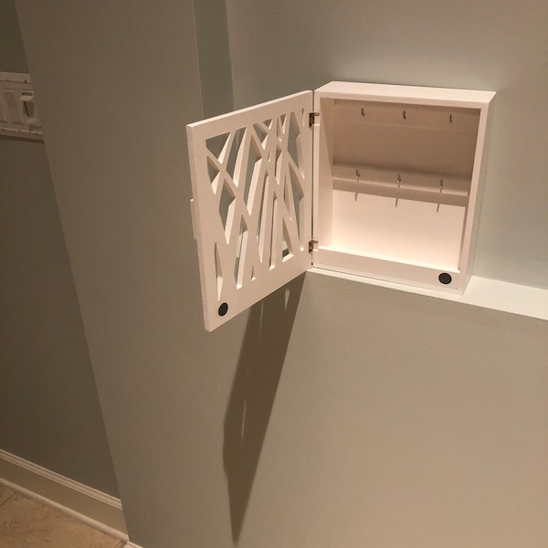 White Wooden Key Box Cabinet, Nature Inspired Design - Etsy