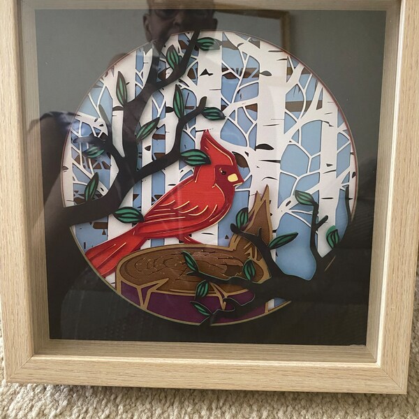 Cardinal Shadow Box Svg, 3D Cardinal Svg, Cardinal Layered Svg ...