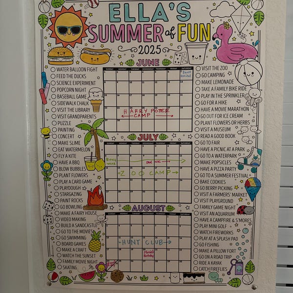 Summer Countdown Poster 2025 Print Summer Bucket List Summer Kids ...