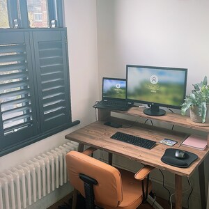 Computer Desk With Monitor Stand Rustic Reclaimed Handmade Simple ...