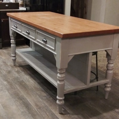 Kitchen Island, Farmhouse Table, Butcher Block Kitchen Island, Kitchen ...