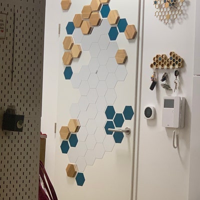 Wood Hexagon Wall Art Decor Geometric Panels Sculpture Honeycomb Panel ...