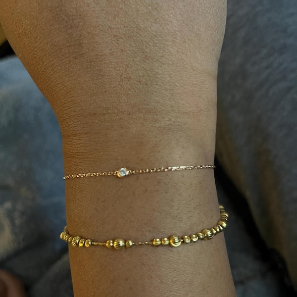 Diamond Single Bezel Bracelet, Simple Diamond Bracelet, Solitaire ...