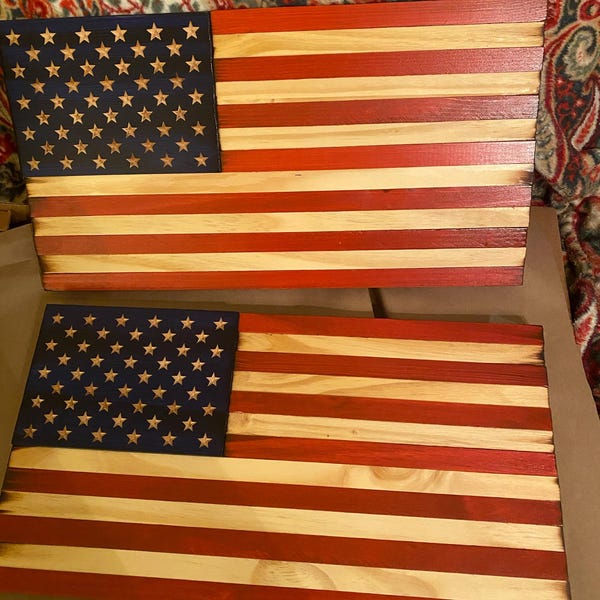 Small Handmade Rustic American Wooden Flag - Etsy
