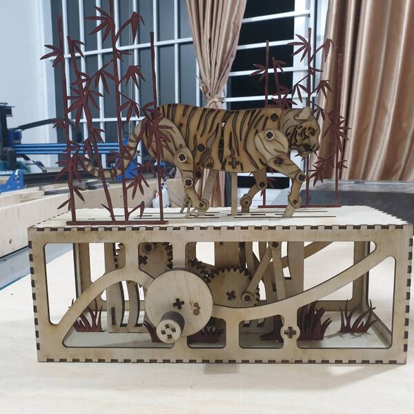 DIGITAL FILE Walking Tiger Automata Laser Cutter Files Instructions ...