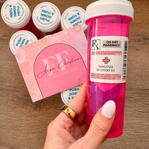 Hangover Kit Bottle Pink Pill Prescription Bridal Party Gift Oh Shit ...