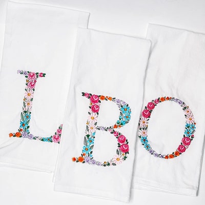 Machine Embroidery LETTER K Uppercase 9,7cm / 3.85 Tall Dainty Floral ...