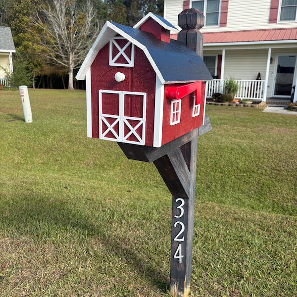 Dutch Barn Amish Handmade Wood Mailbox, Choose Your Color, Amish ...
