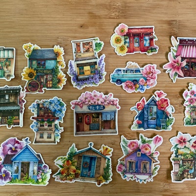 Floral Street Vender Sticker Street Shop,peddler, Seller, Merchant ...