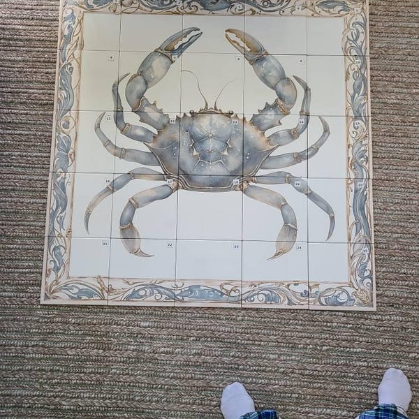 Crab Tile Mural in Marine Style, Crab Backsplash Tiles - Etsy
