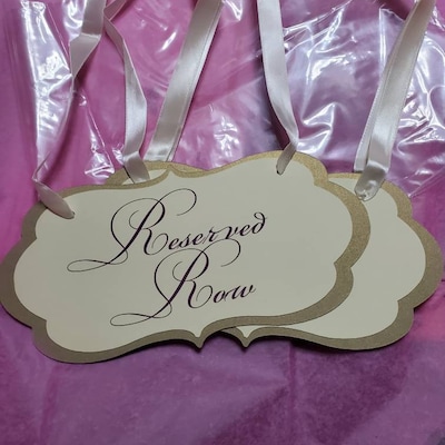 Ivory on Ivory Reserved Row Chair Signs, Reserved Script Row Signs ...