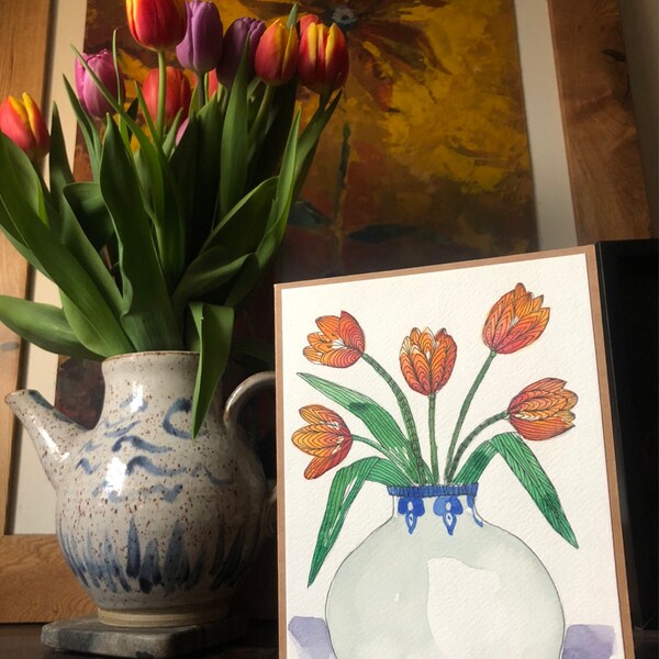 Original, Blue and Indigo Watercolour Pattern Painting. - Etsy