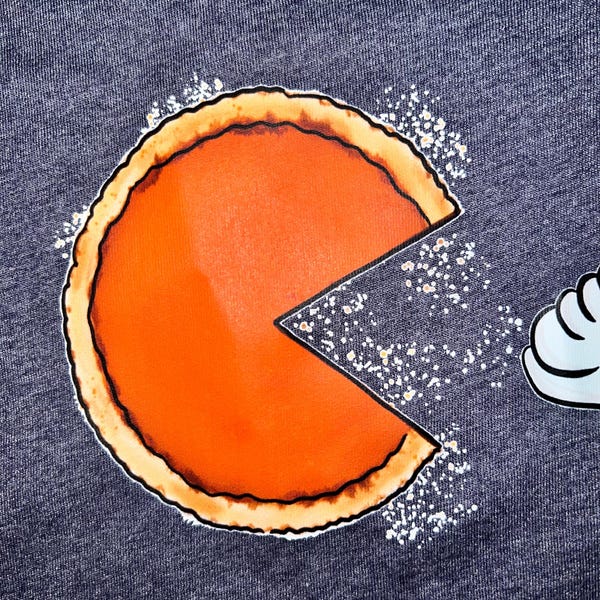 Pacman Pumpkin Pie Shirt, Pumpkin Pie and Whipped Cream Tee, Vintage ...