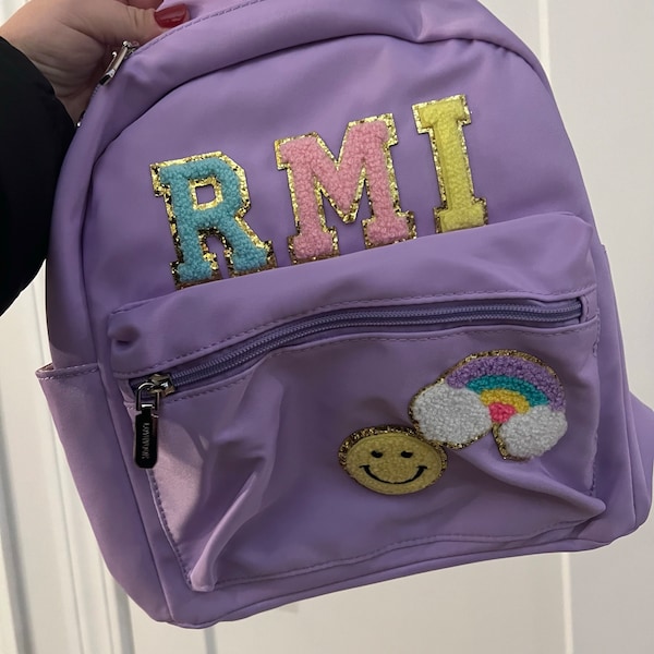 Custom Nylon Mini Backpack With Chenille Letters Personalized Backpack ...