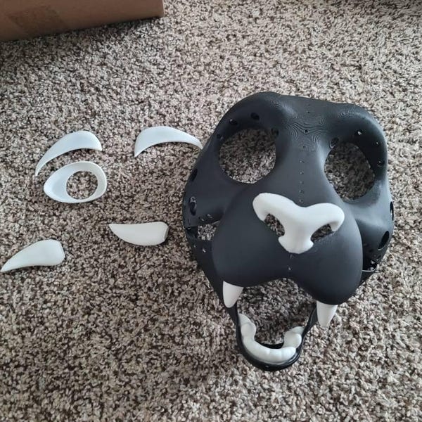 Sabertooth | Homotherium | Feline Fursuit Headbase | 3D Printed in PLA ...