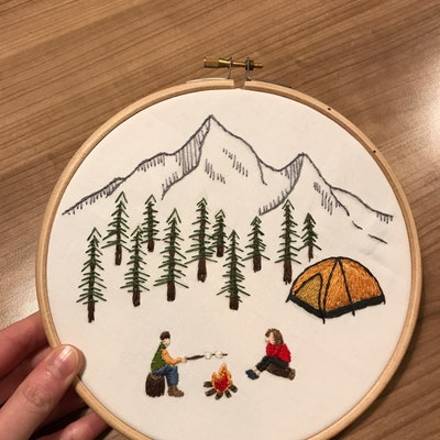 Camping Hand Embroidery Pattern Camping Trip PDF Instant Download - Etsy