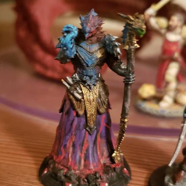 Female Genasi Elemental Mage Hand Painted - Etsy