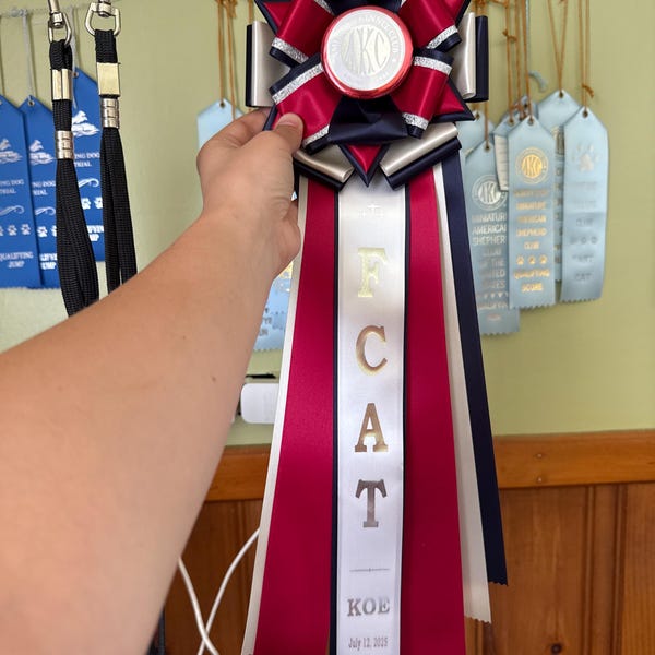 Personalized Award Ribbon: 6.5" Rosette, 17" Streamer - Dog, AKC, Horse ...