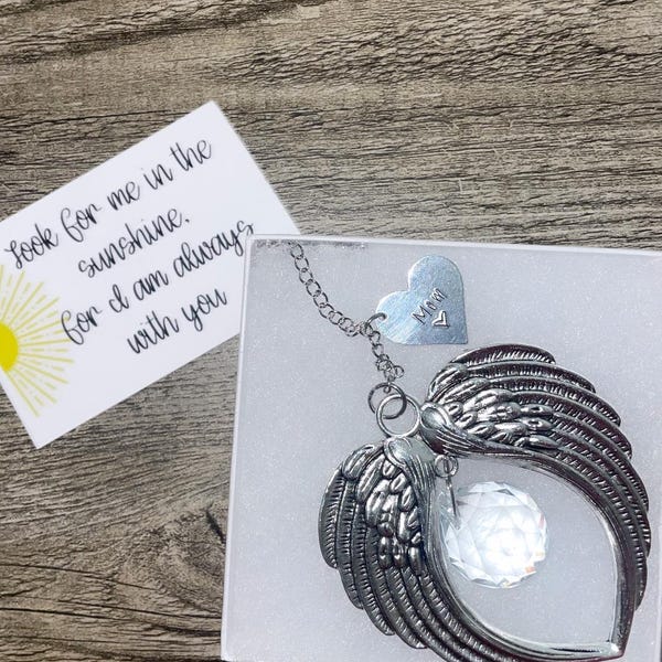 Wing Sun Catcher Sympathy Gift, Poem Card Memorial Suncatcher, Wing ...